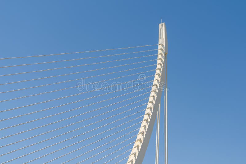 White Abstract Bridge on Sky Editorial Photo - Image of bridge, cables ...