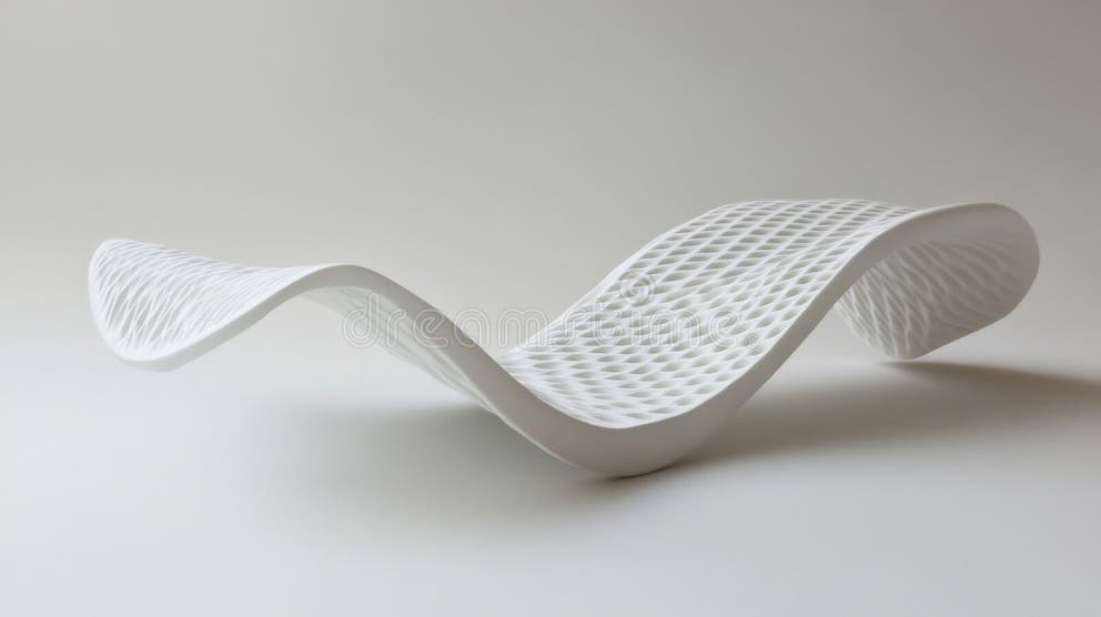 White Abstract Ceramic Sculpture with Wave-like Form Stock Illustration ...