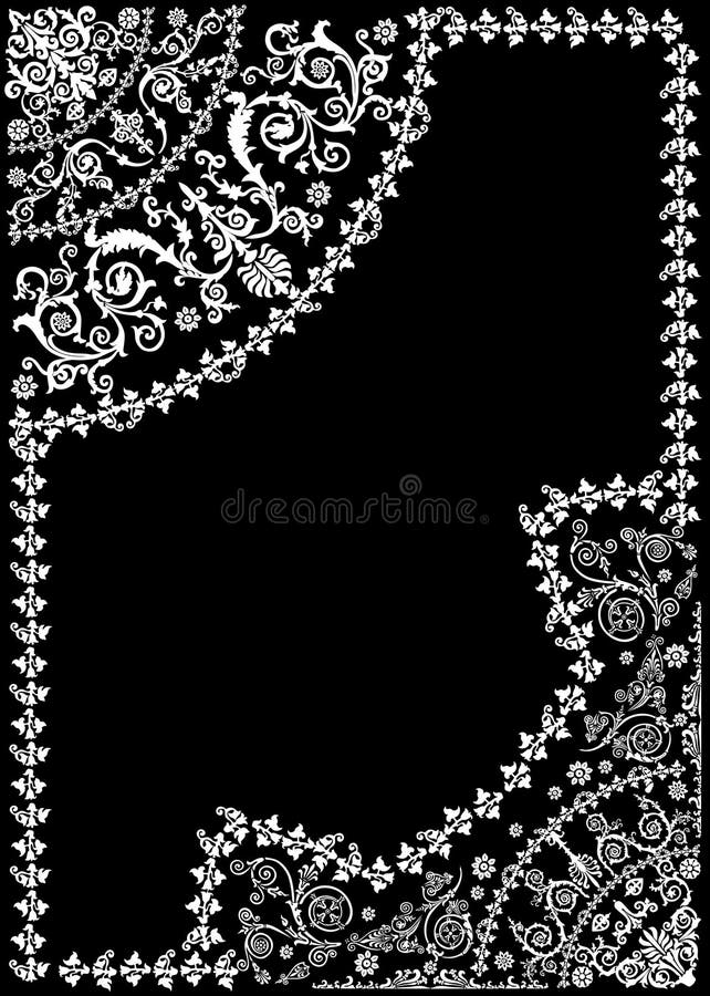 White Abstract Decorated Frame with Curls Stock Vector - Illustration ...