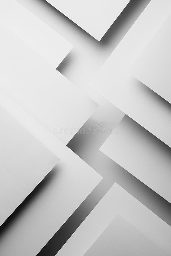 White Triangles Paper Surfaces Fly with Shadows, Stripes, Corners As Complex Abstract Geometric ...