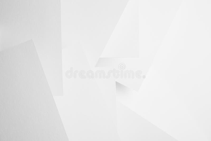 White Abstract Geometric Background with Soft Light Paper Surfaces Fly ...