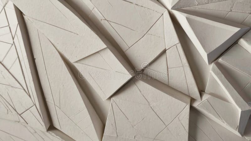 White Abstract Geometric Wall Relief Forming Dramatic Pattern Stock ...