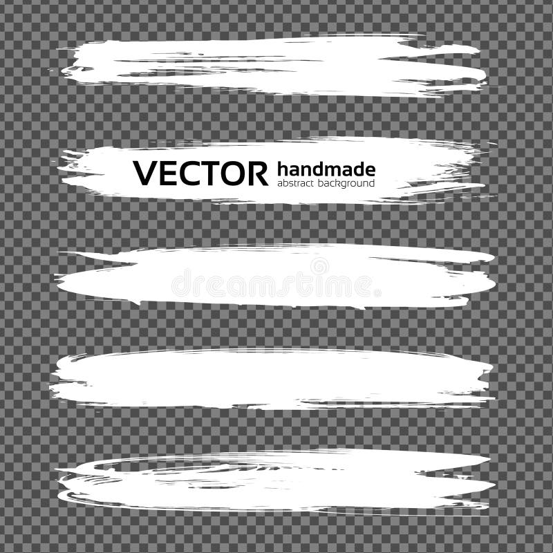 White Abstract Long Textured Smears Set Isolated on Imitation ...