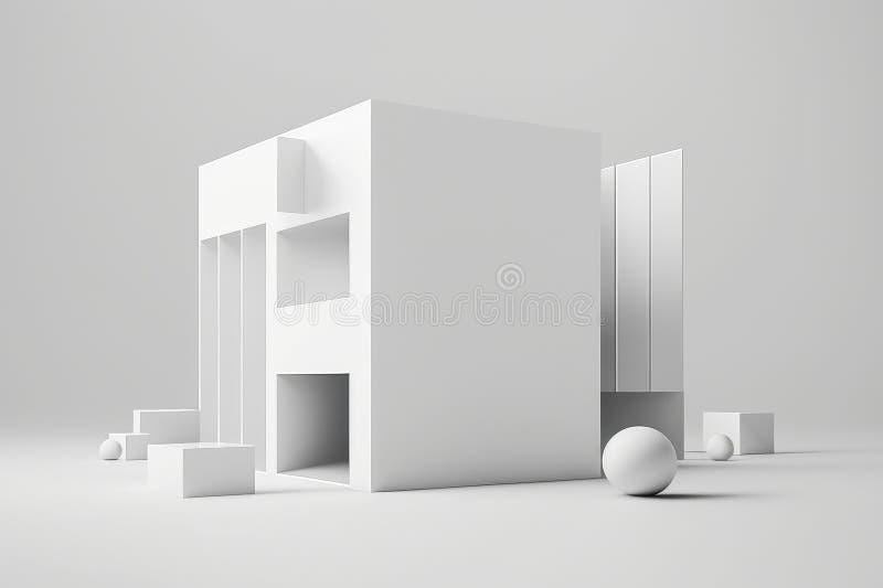 White Abstract Minimal Geometric Forms. Design Elements on White ...