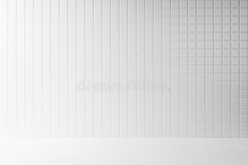 White Abstract Modern Stage with Tiny Square Ceramic Tiles on Wall and ...