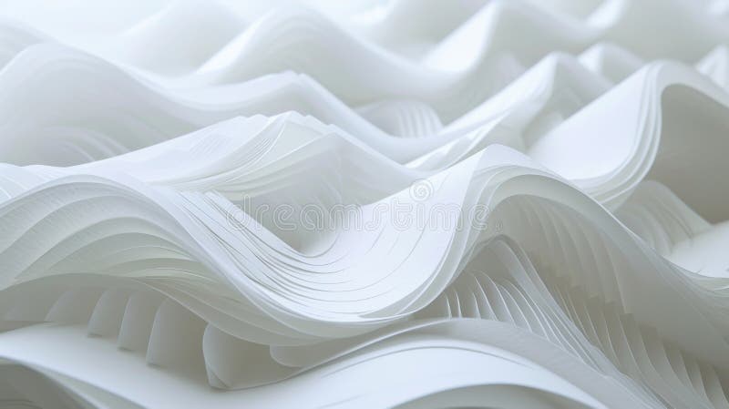 White Abstract Paper Waves Forming Gentle Curves and Folds Stock Image ...