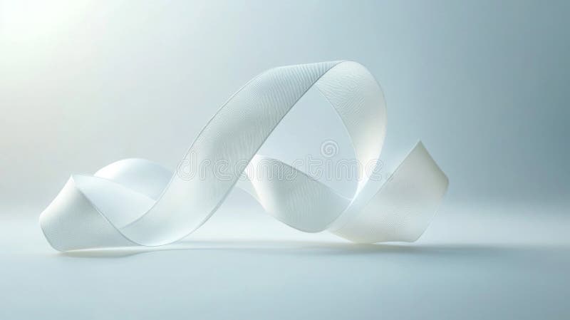 White Abstract Ribbon Form with Textured Surface Stock Illustration ...