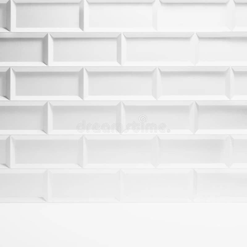 White Abstract Scene Mockup with Glossy Ceramic Rectangle Tile Wall in ...