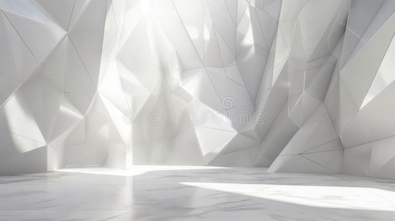 White Abstract Scene with Single Crossed Lines Polygons and Corners ...
