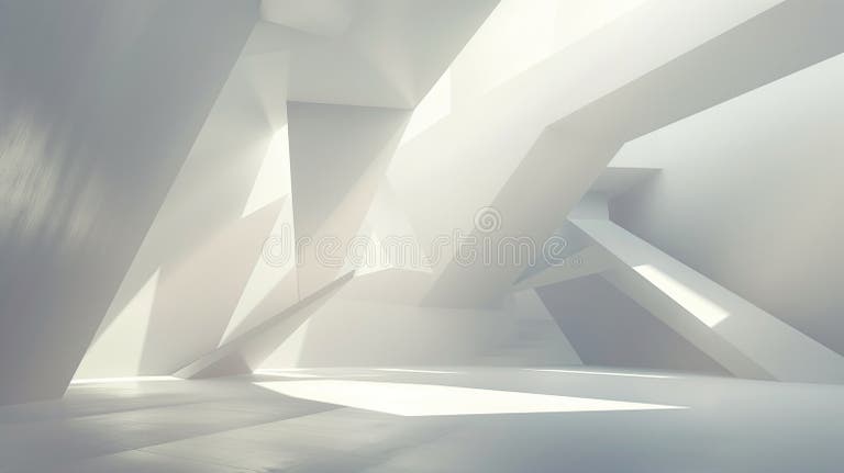 White Abstract Scene with Single Crossed Lines Polygons and Corners ...