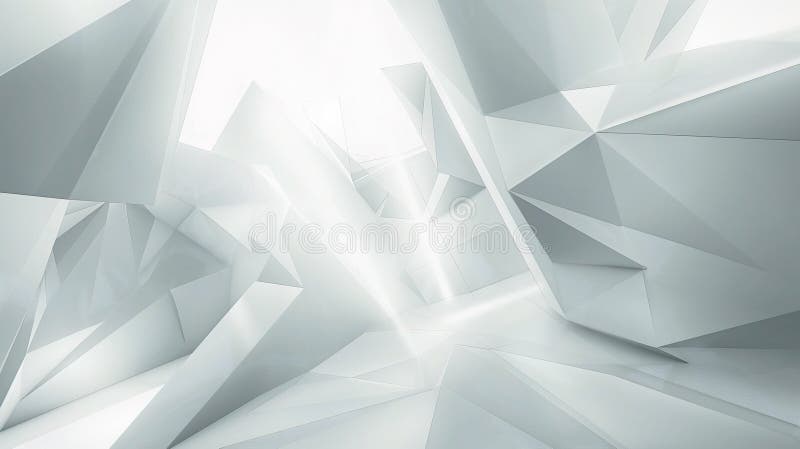 White Abstract Scene with Single Crossed Lines Polygons and Corners ...
