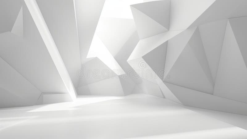 White Abstract Scene with Single Crossed Lines Polygons and Corners ...