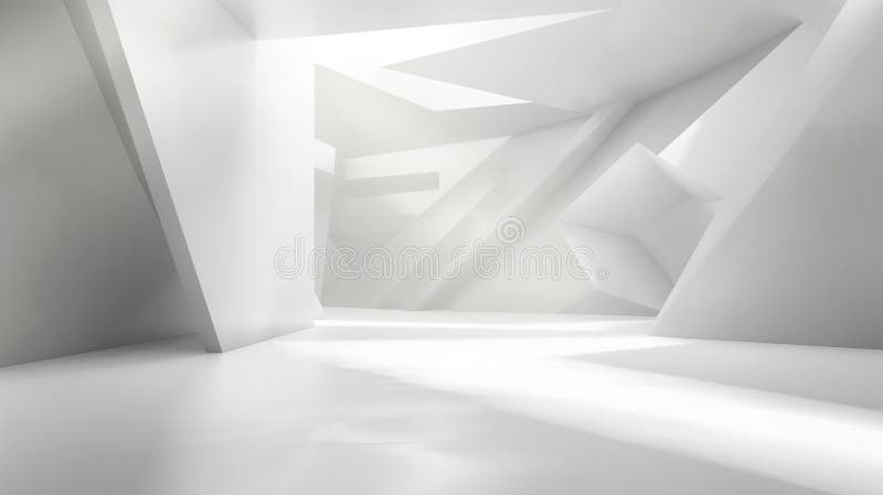 White Abstract Scene with Single Crossed Lines Polygons and Corners ...