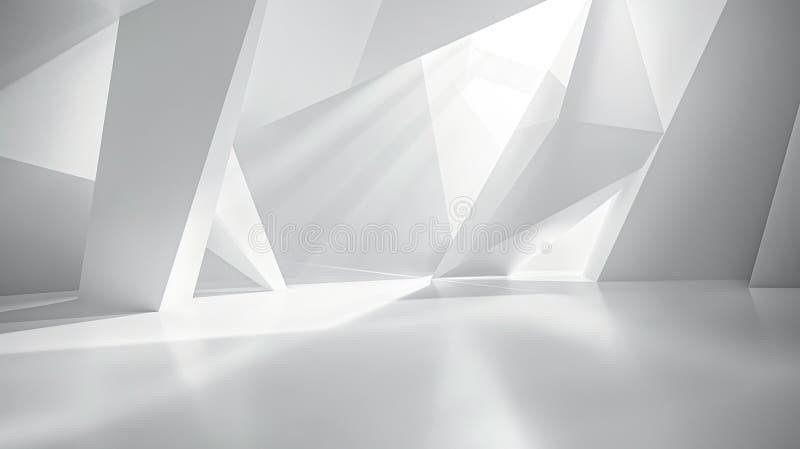 White Abstract Scene with Single Crossed Lines Polygons and Corners ...