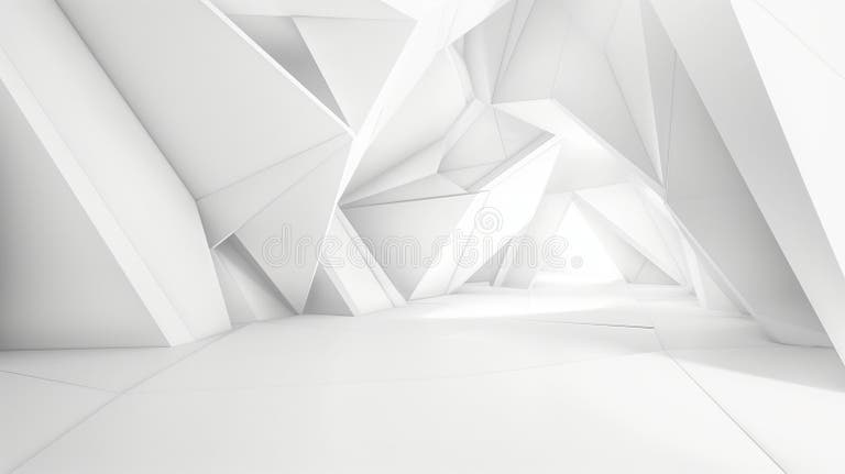 White Abstract Scene with Single Crossed Lines Polygons and Corners ...