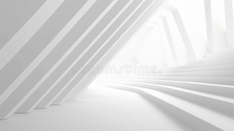 White Abstract Scene with Single Crossed Lines Polygons and Corners ...