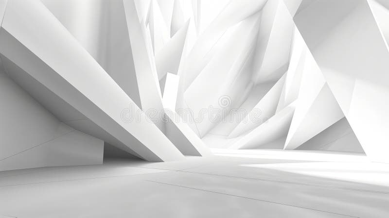 White Abstract Scene with Single Crossed Lines Polygons and Corners ...