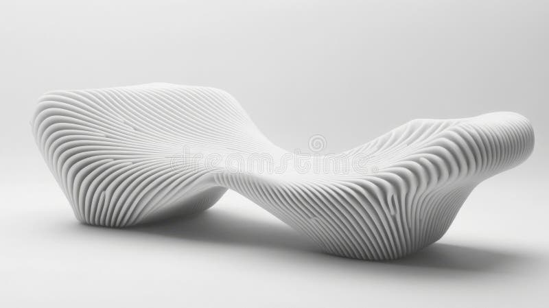 White Abstract Sculptural Bench Modern Design Stock Illustration ...