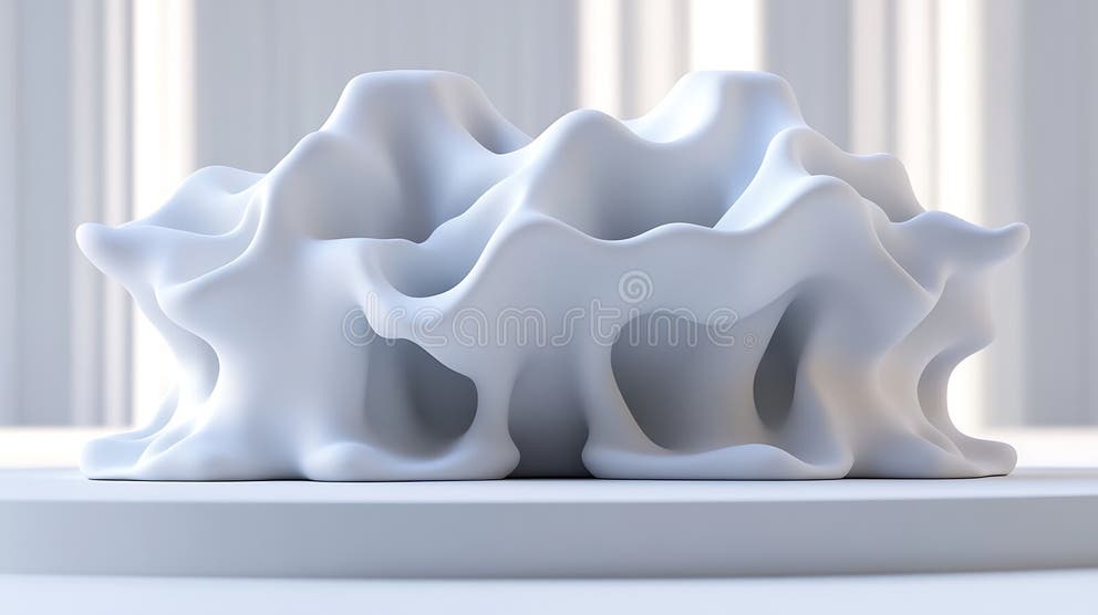 White Abstract Sculpture Sitting on a Minimalist Rectangular Platform ...