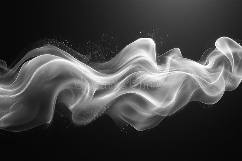 White Abstract Smoke Swirling on Black Background. Generated by AI ...