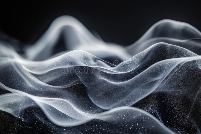 White Abstract Smoke Waves Creating Beautiful Flowing Pattern Dark ...