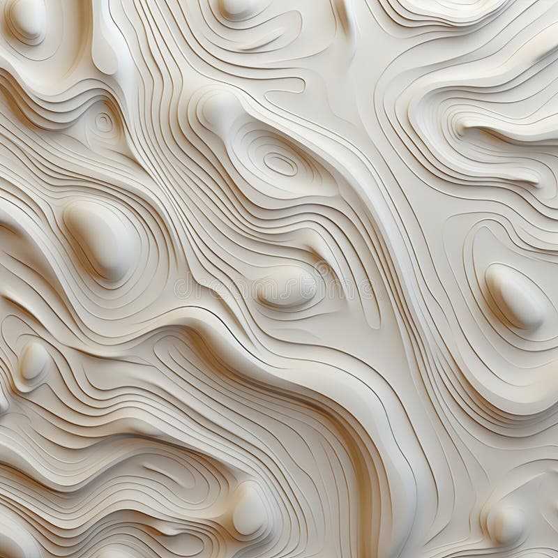 White Abstract Topographic Map with Smooth Lines Creating a Wavy ...