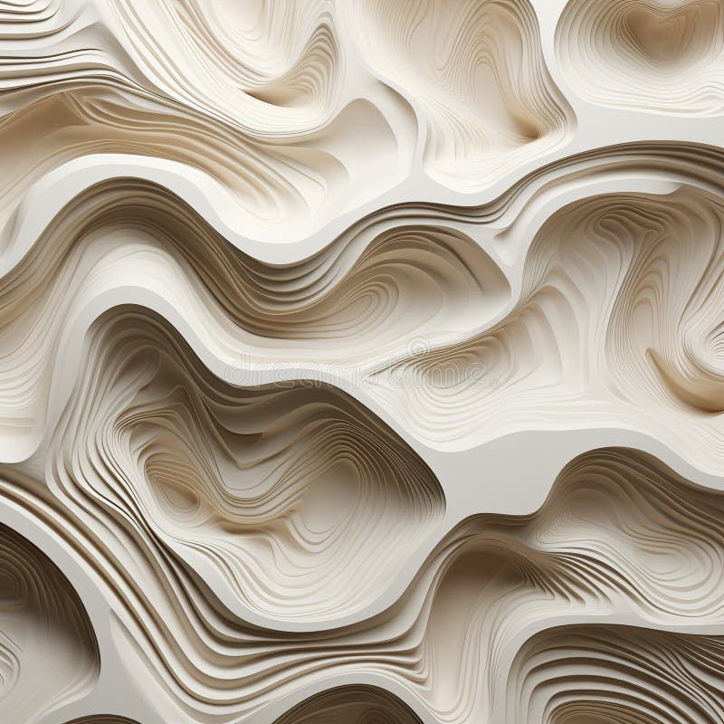 White Abstract Topographic Map with Smooth Lines Creating a Wavy ...