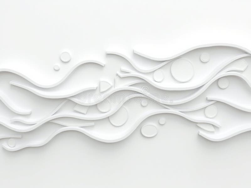 White Abstract Wall with Geometric Wave Patterns and Soft Layered ...