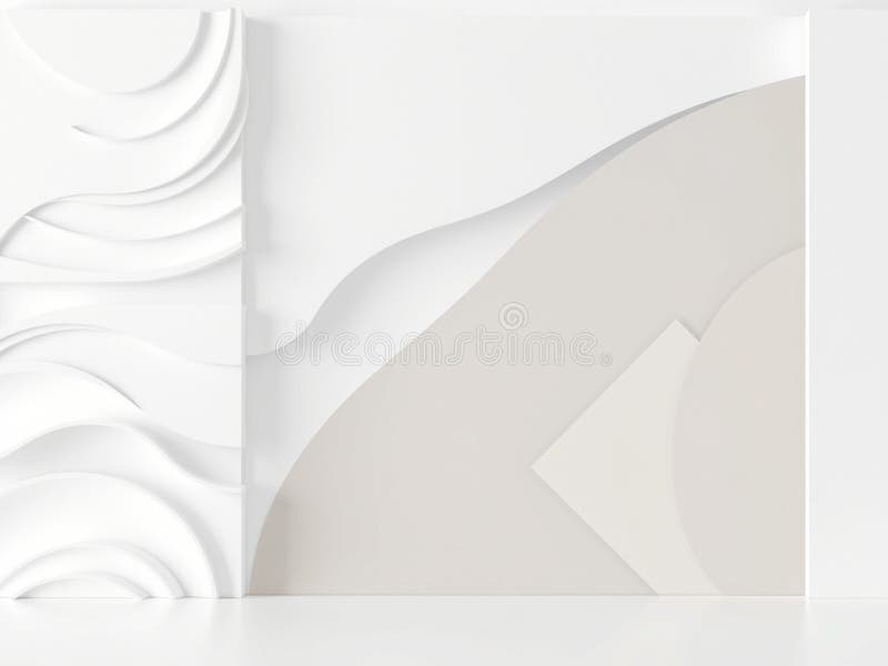 White Abstract Wall with Geometric Wave Patterns and Soft Layered ...