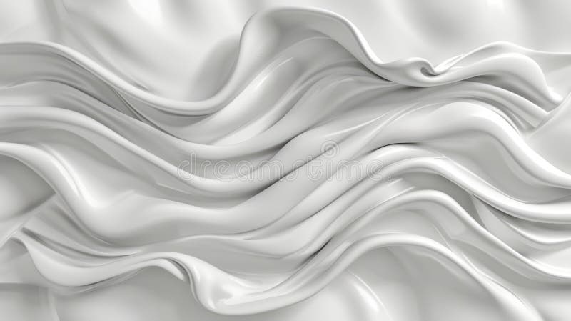 White Abstract Wavy Sculpture. 3D Render of Fluid Dynamic Forms Stock ...