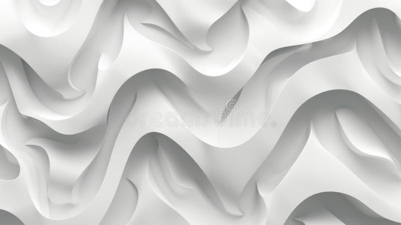 White Abstract Wavy Sculpture. 3D Render of Fluid Dynamic Forms Stock ...