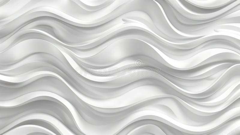 White Abstract Wavy Sculpture. 3D Render of Fluid Dynamic Forms Stock ...