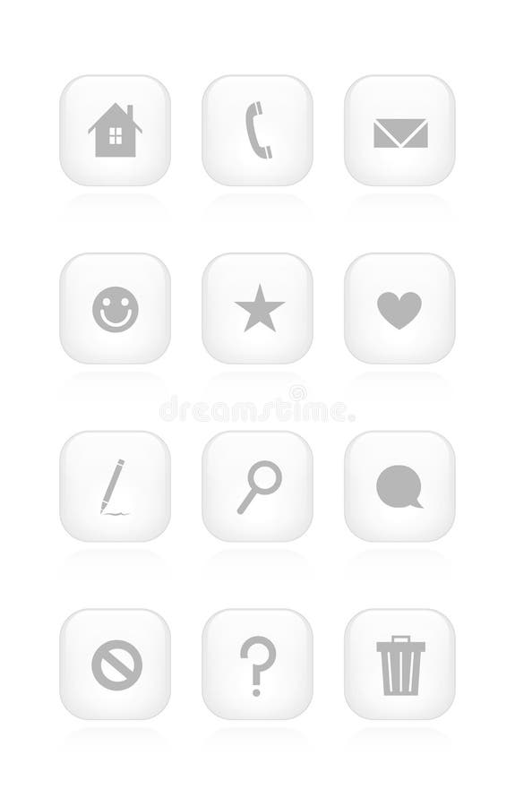 White Action Buttons stock vector. Illustration of phone - 30752097