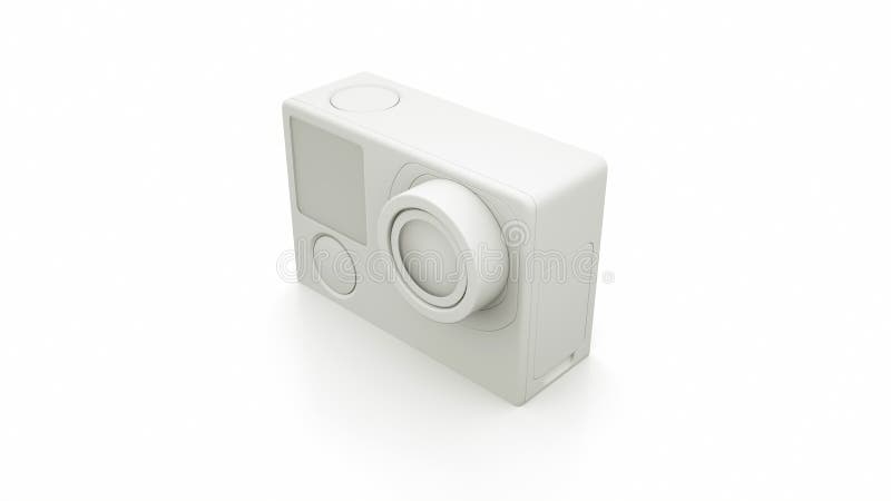 White Action Camera 3D Render. 3D Illustration Stock Illustration ...