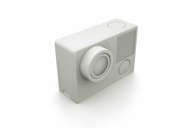 White Action Camera 3D Render. 3D Illustration Stock Illustration ...