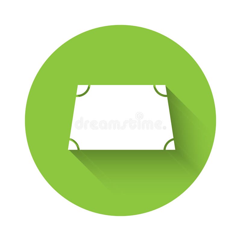 White Acute Trapezoid Shape Icon Isolated with Long Shadow. Green ...