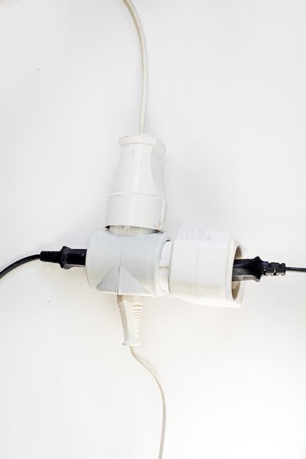 White Adapter with Included Wires on a Light Background Stock Image ...