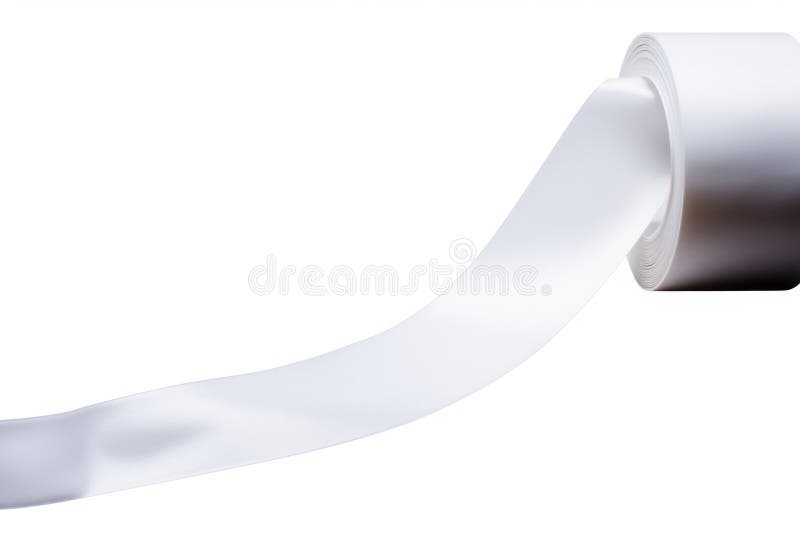 White Adhesive Tape Roll on Clean White Surface, Ideal for Various DIY ...