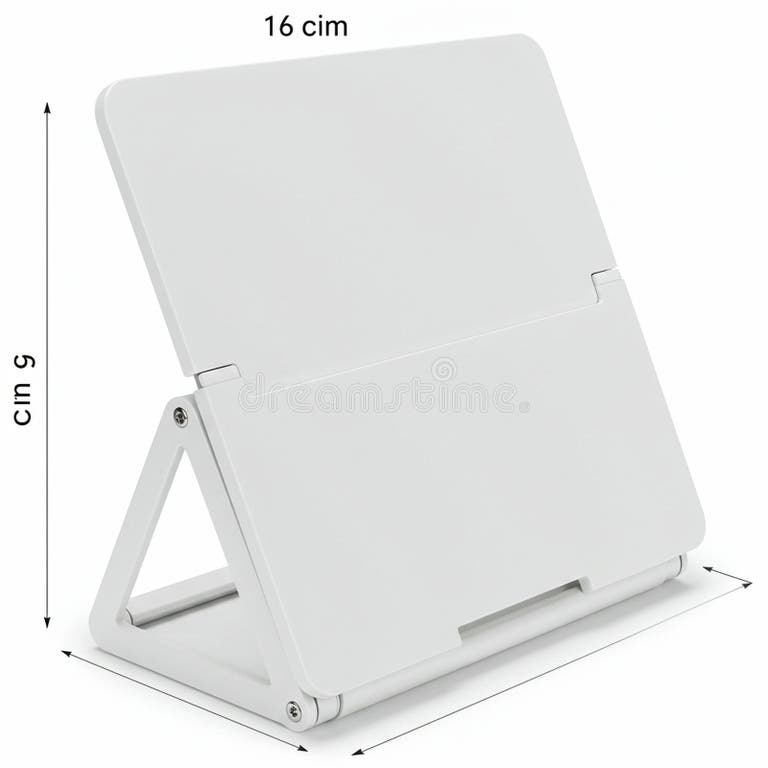 White, Adjustable Tablet or Book Stand with Triangular Support, Measuring 16 Cm in Widt Stock ...
