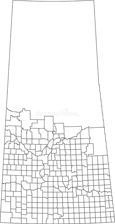 White Administrative Map of SASKATCHEWAN, CANADA Stock Vector ...