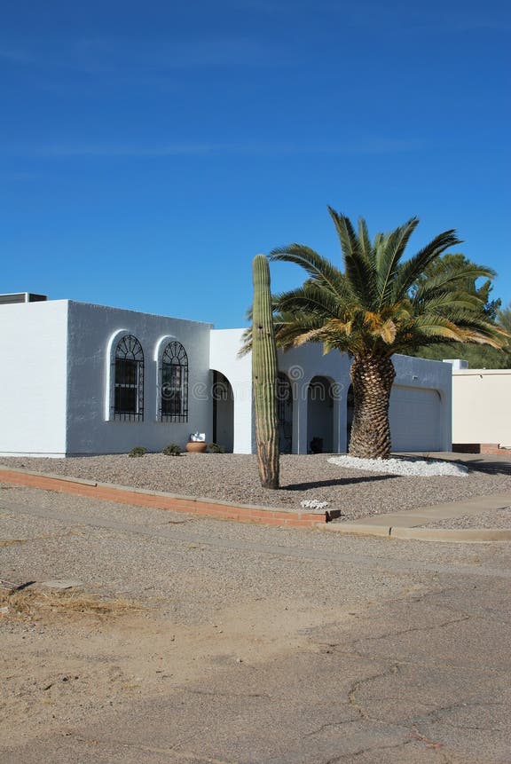 White Adobe Desert Home stock image. Image of green, building - 12317473