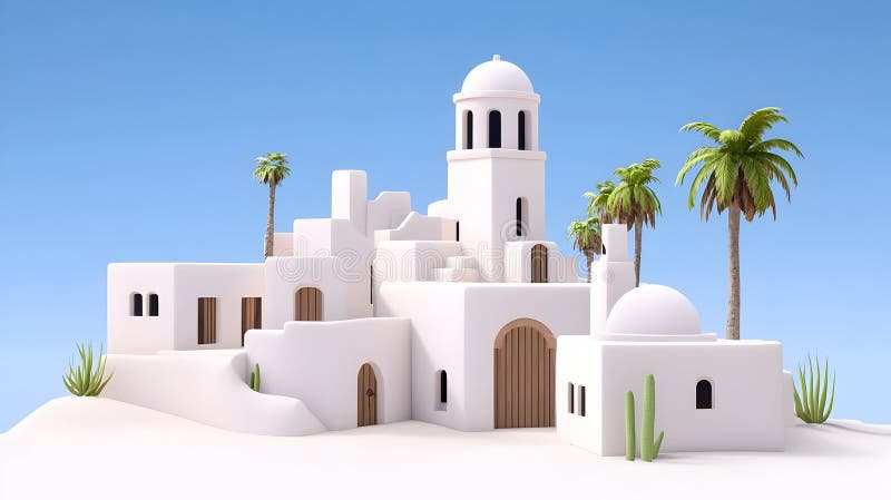 White Adobe-style Building Complex Featuring Rounded Edges and Arches ...