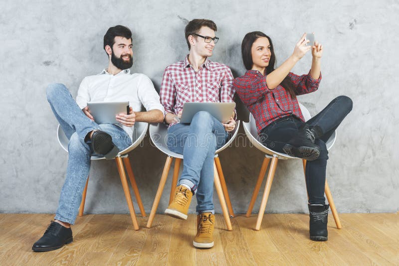 White Adults Using Electronic Gadgets Stock Photo - Image of online ...