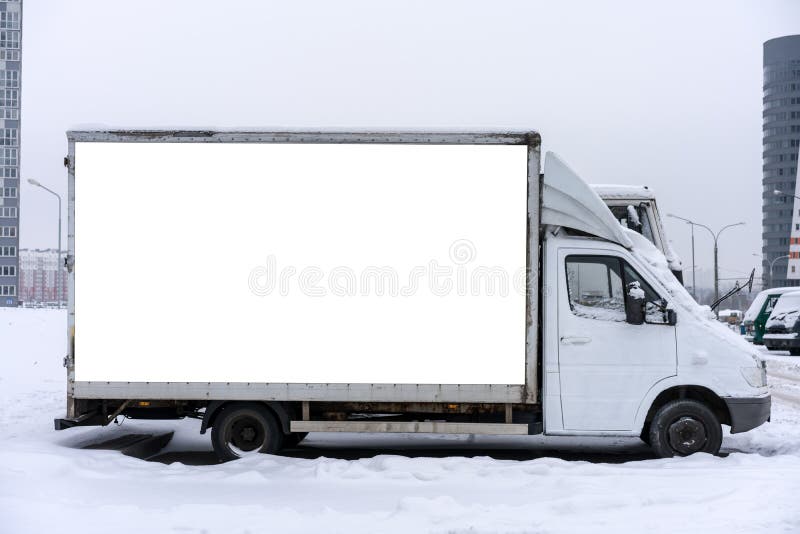 White Advertising Space on an Old Truck Van Stock Image - Image of ...