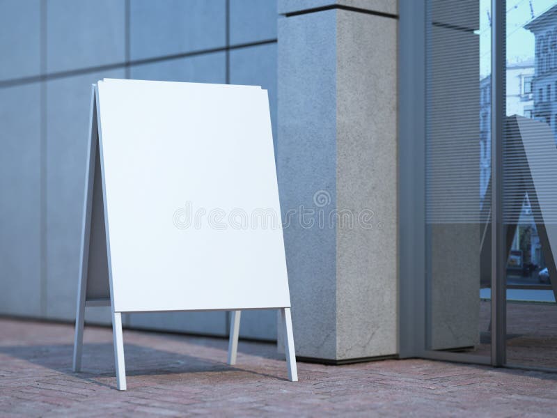 White Advertising Stand Near Office Building. 3d Rendering Stock Image ...