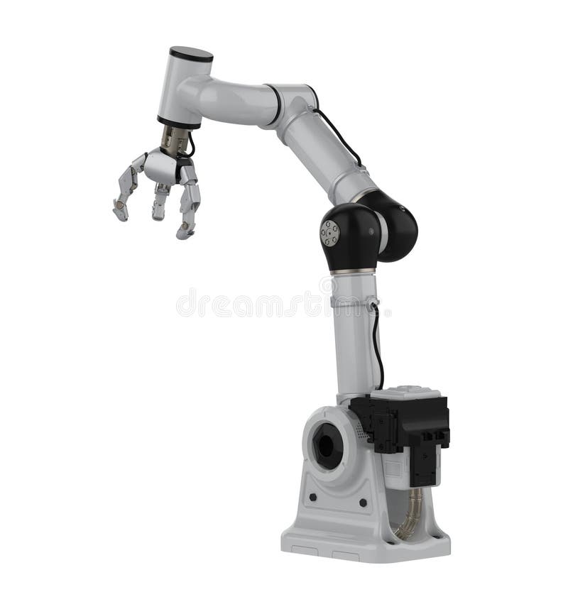 White Ai Robotic Gripper Arm Isolated on White Stock Illustration ...