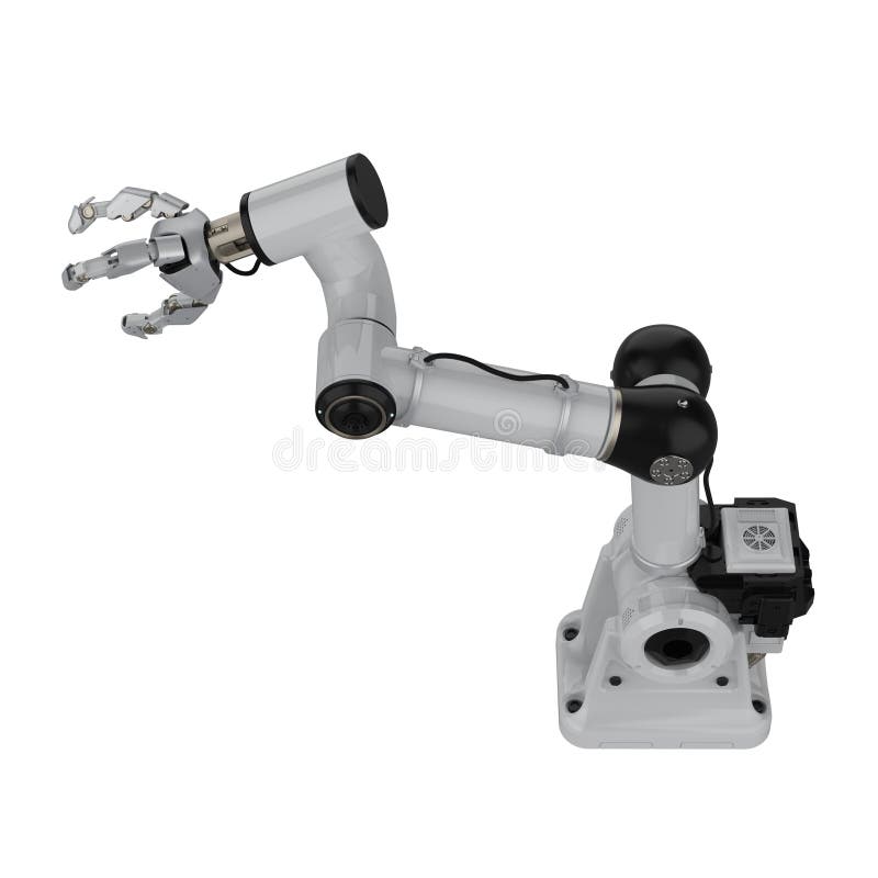 White Ai Robotic Gripper Arm Isolated on White Stock Illustration ...