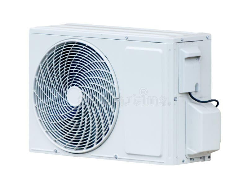 A White Air Conditioner with a Blue Fan Stock Photo - Image of supply ...