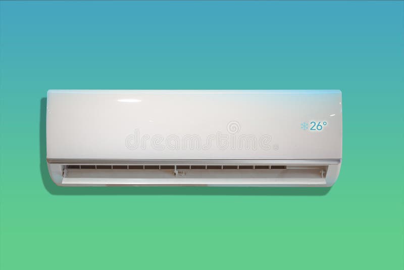 White Air Conditioner with Cool Temperature on Room Wall Stock Image ...