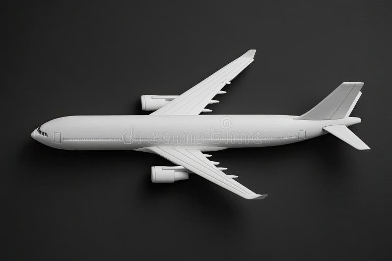 White Airplane Model on Black Background Stock Illustration ...